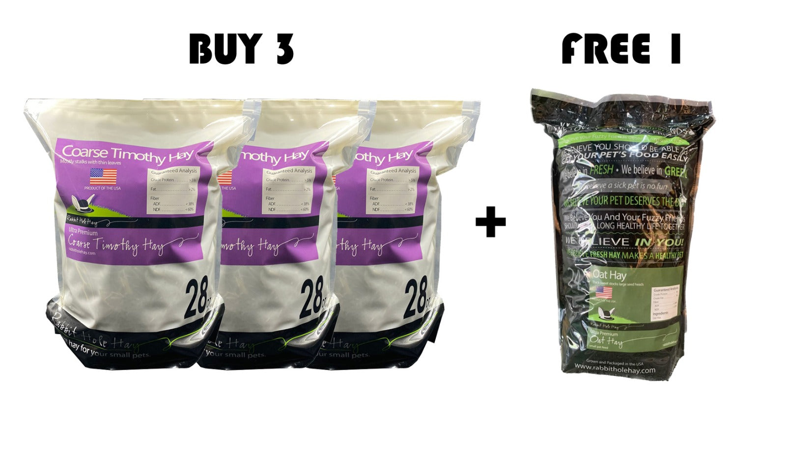 Rabbit Hole Hay - Ultra Premium Coarse/1st Cut 28oz Bundle 2 – Rabbit ...