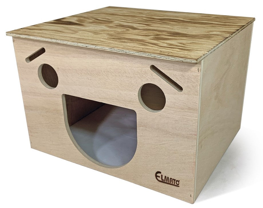 Elmato Smiley Rodent Wooden House - 30x27x20cm – Rabbit Headquarters